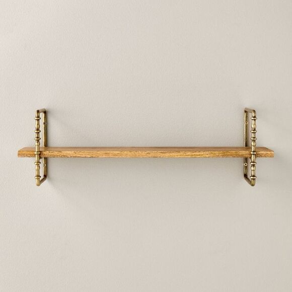 Hearth & Hand | Wall Decor | Twisted Brass And Wood Singular Wall Shelf ...